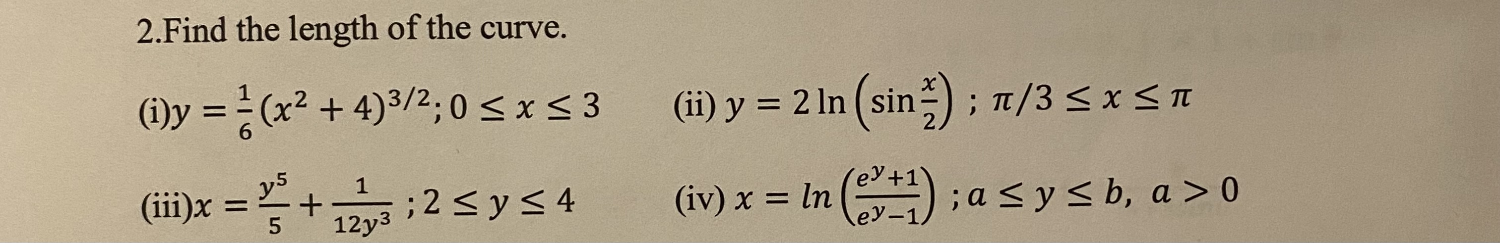 Solved 2.Find the length of the curve. (i) | Chegg.com