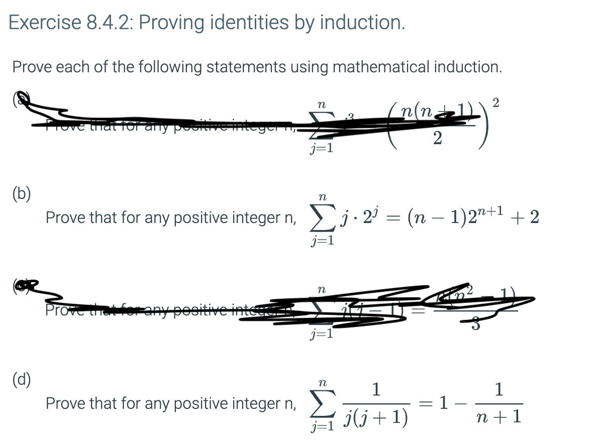 Solved Exercise 8.4.2: Proving identities by induction. | Chegg.com
