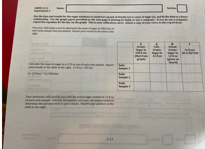 Solved H=39g / 12oz Sugar in Coke Report Sheet Calculated | Chegg.com