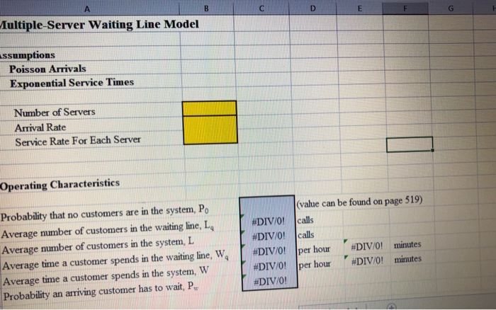 Solved A R Multiple-Server Waiting Line Model F G Ssumptions | Chegg.com