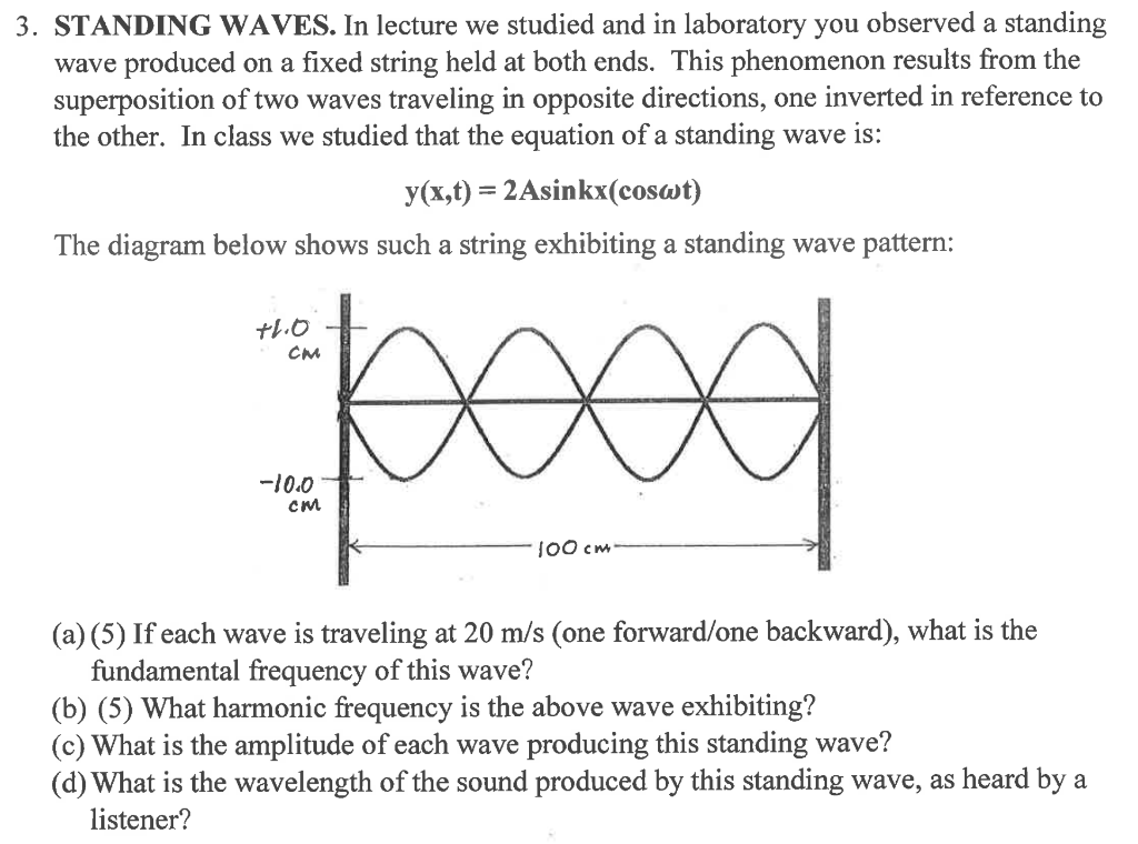 Solved 3. STANDING WAVES. In lecture we studied and in | Chegg.com