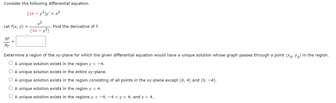 Solved Consider the following differential equation. | Chegg.com