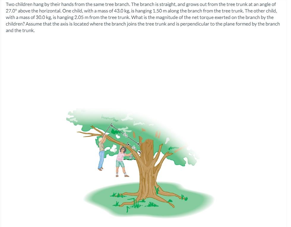 Solved Two children hang by their hands from the same tree | Chegg.com