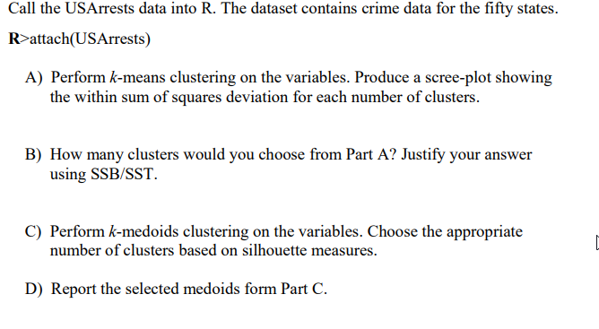 Solved Call the US Arrests data into R. The dataset contains | Chegg.com