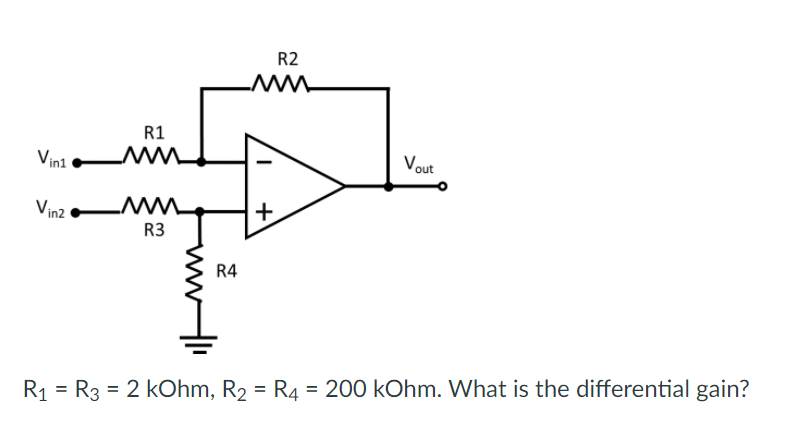 Solved R2 M R1 Vina M Vout Vinz LA . R3 + w R4 R1 = R3 = 2 | Chegg.com