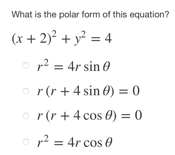 Solved What is the polar form of this equation? | Chegg.com