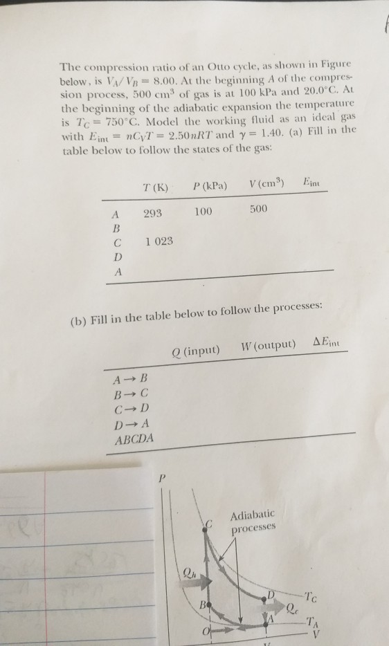 Solved The compression ratio of an Otto cycle, as shown in | Chegg.com