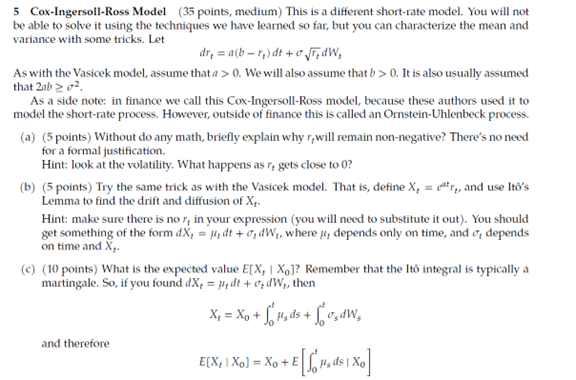 5 Cox-Ingersoll-Ross Model (35 points, medium) This | Chegg.com
