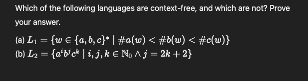 Solved Which of ﻿the following languages are context-free, | Chegg.com