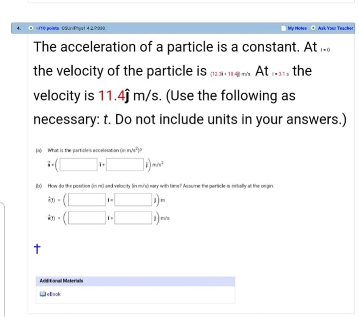 Solved 4. O-/10 points OSUniPhys1 4.2 P.030. My Notes Ask | Chegg.com Solved 4. O-/10 points OSUniPhys1 4.2 P.030. My Notes Ask | Chegg.com