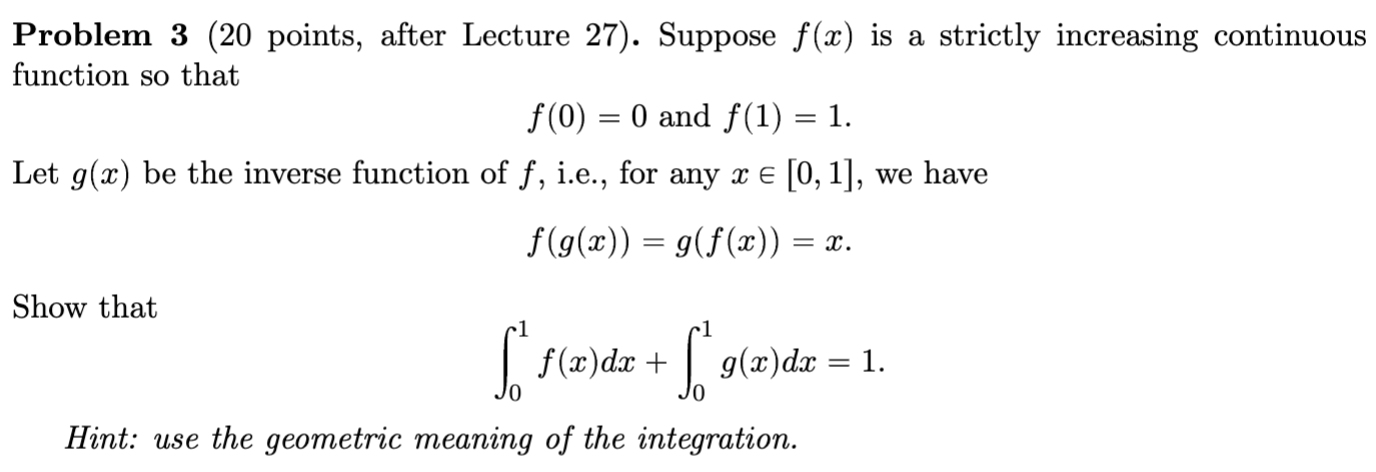 Solved Problem 3 (20 points, after Lecture 27). Suppose f(x) | Chegg.com