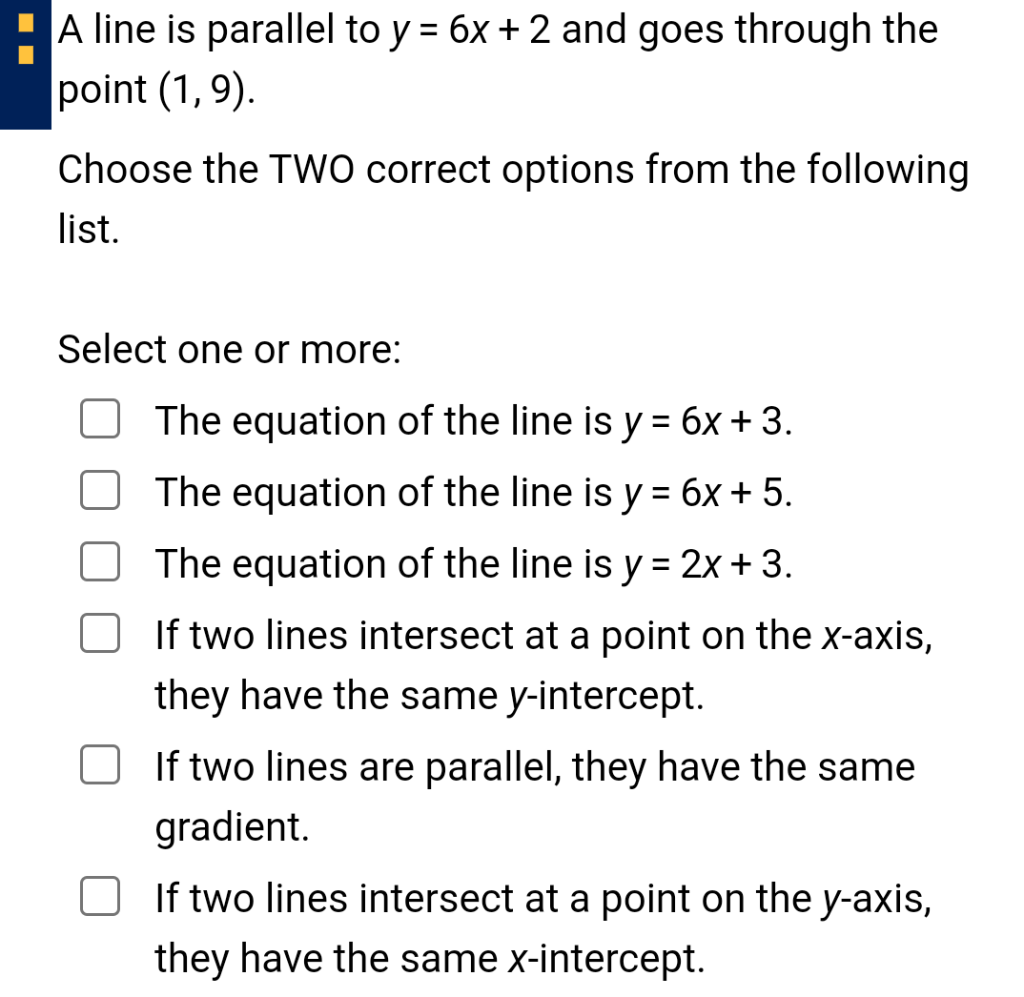 solved-a-line-is-parallel-to-y-6x-2-and-goes-through-the-chegg