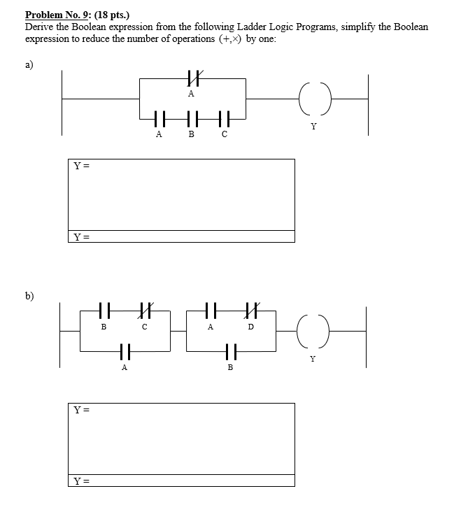 Solved Problem No. 9: (18 ﻿pts.)Derive the Boolean | Chegg.com
