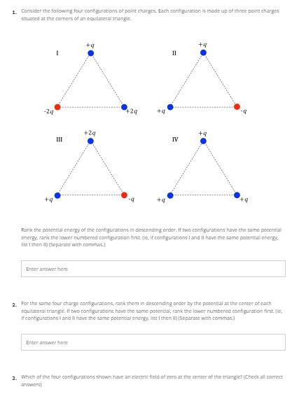 Solved 1. Consider the following four configurations of | Chegg.com