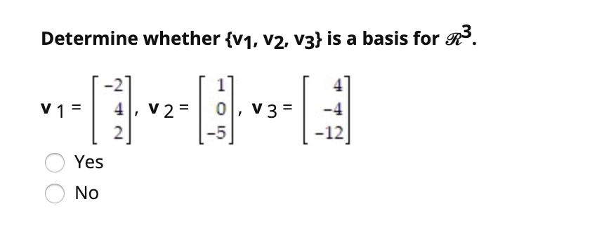 Solved Solve the problem. -37 Let V1 = -1, V2 = 1, v3 = -5, | Chegg.com