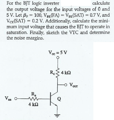 Solved For the BJT logic inverter calculate the output | Chegg.com