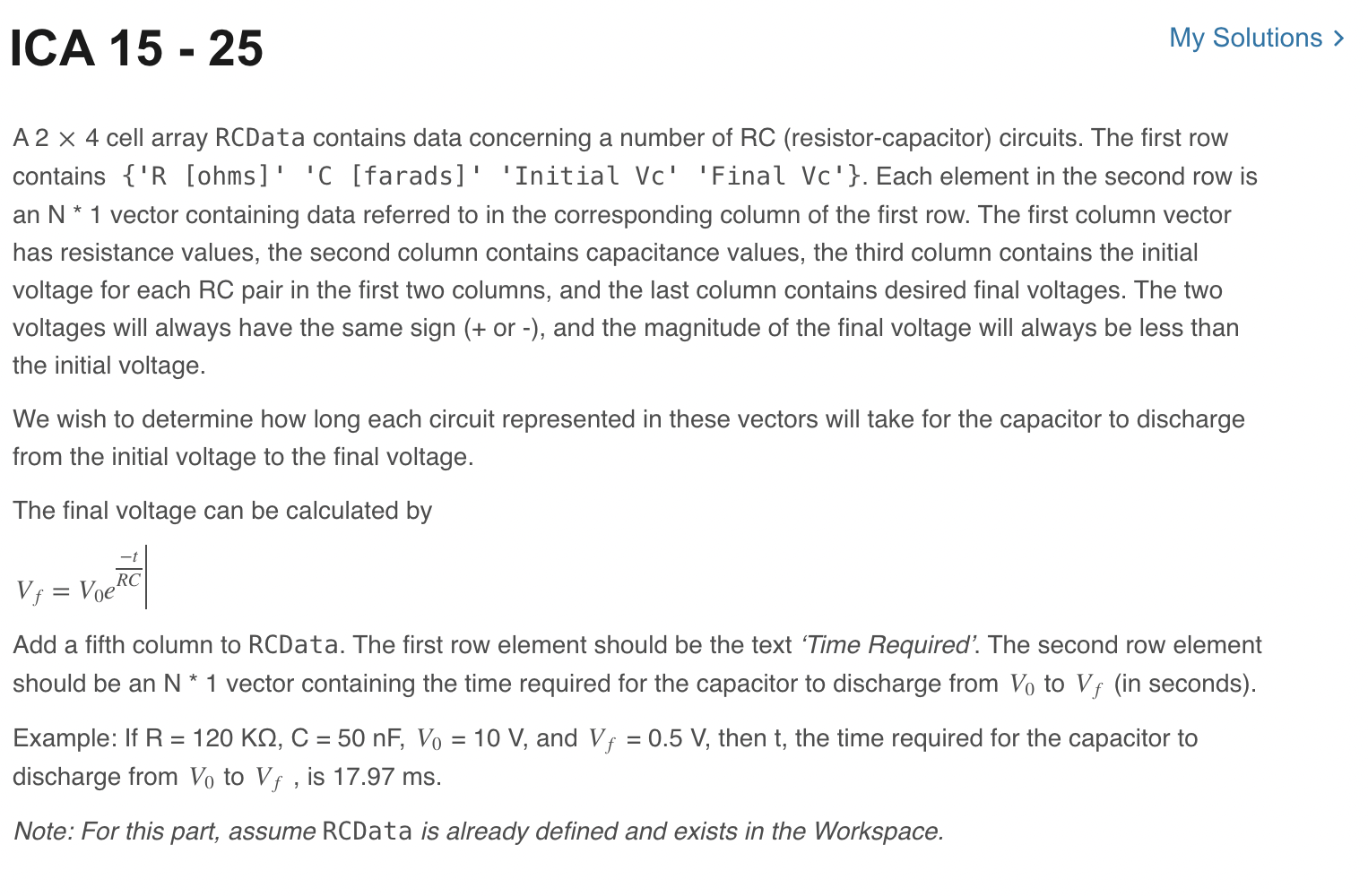 Solved A 2×4 cell array RCData contains data concerning a | Chegg.com