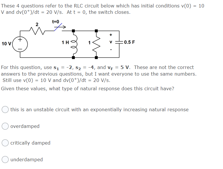 Solved These 4 questions refer to the RLC circuit below | Chegg.com