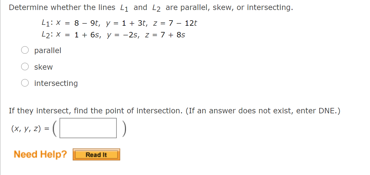 Solved Determine Whether The Lines L1 And L2 Are Parallel Chegg