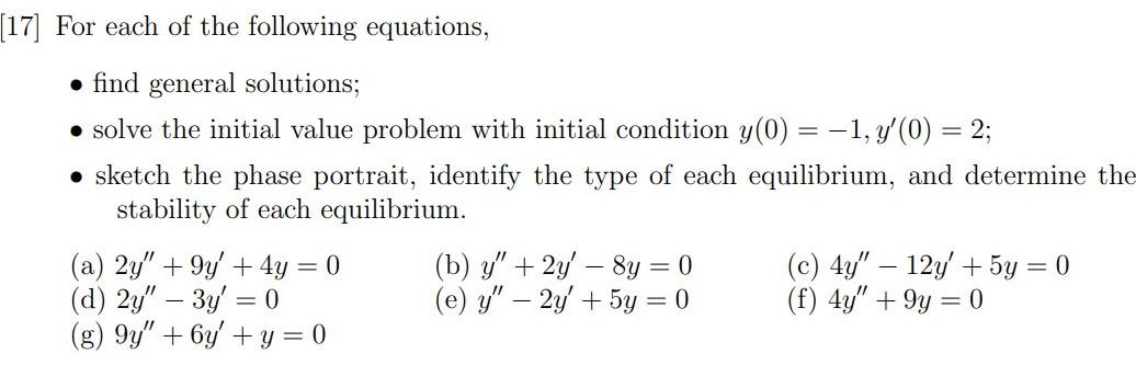 Solved [17] For each of the following equations, • find | Chegg.com