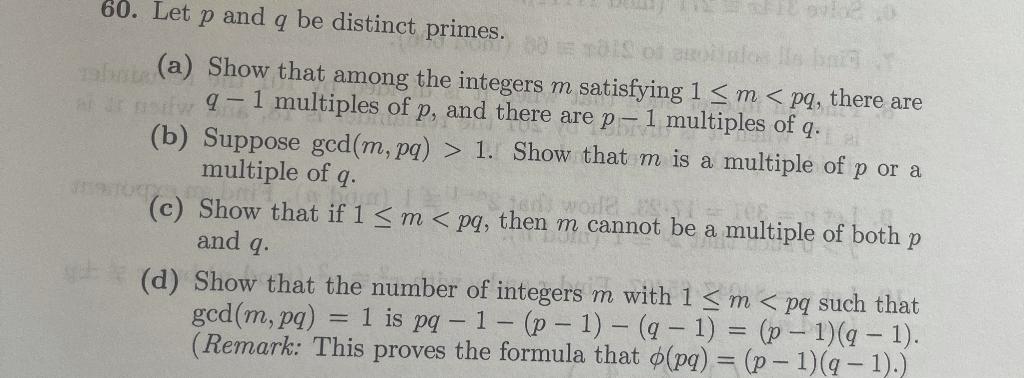 Solved 60. Let р and 9 be distinct primes. (a) Show that | Chegg.com