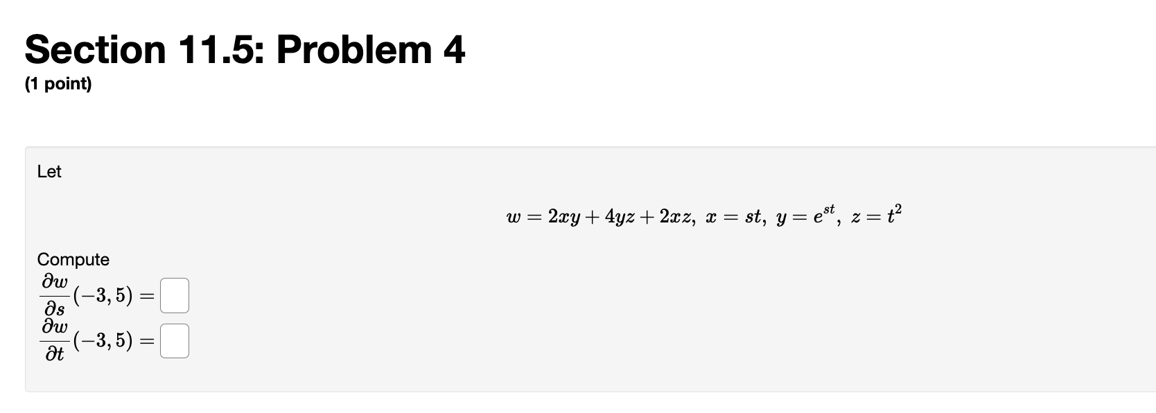 Solved Section 11.5: Problem 4 (1 point) Let | Chegg.com