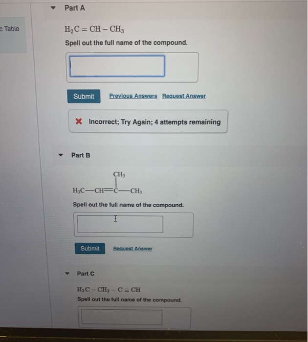 Solved Part A H2C CH-CH Spell out the full name of the | Chegg.com