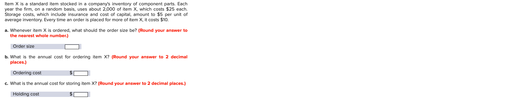 Solved Item X is a standard item stocked in a company's | Chegg.com