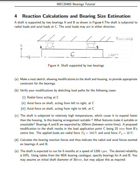 Solved 4 Reaction Calculations and Bearing Size Estimation A | Chegg.com