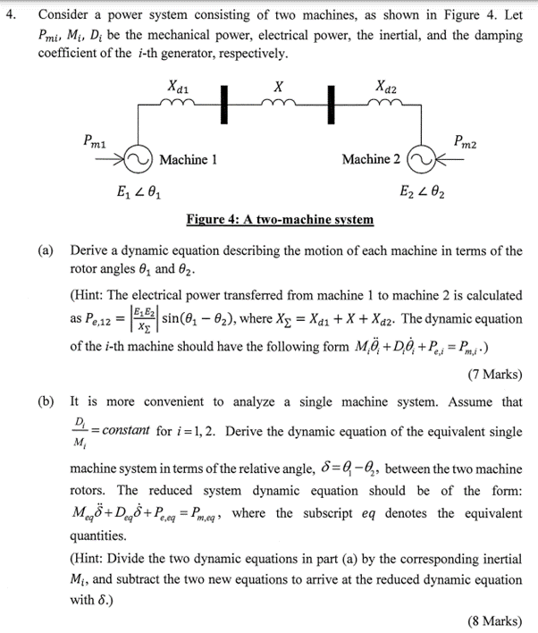 4. Consider a power system consisting of two | Chegg.com