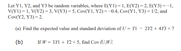 Solved Let Y1, Y2, and Y3 be random variables, where E(Y1) = | Chegg.com