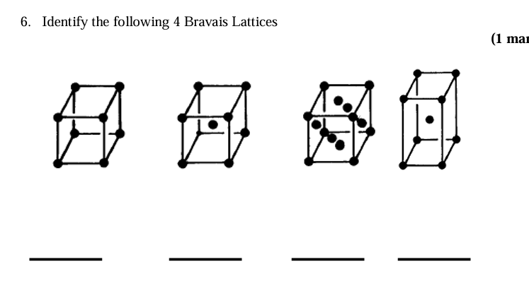 6. ﻿Identify the following 4 ﻿Bravais Lattices(1 ﻿ma | Chegg.com
