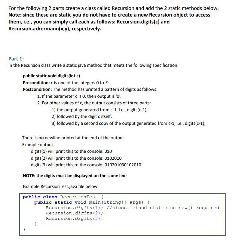 Solved For the following 2 parts create a class called | Chegg.com