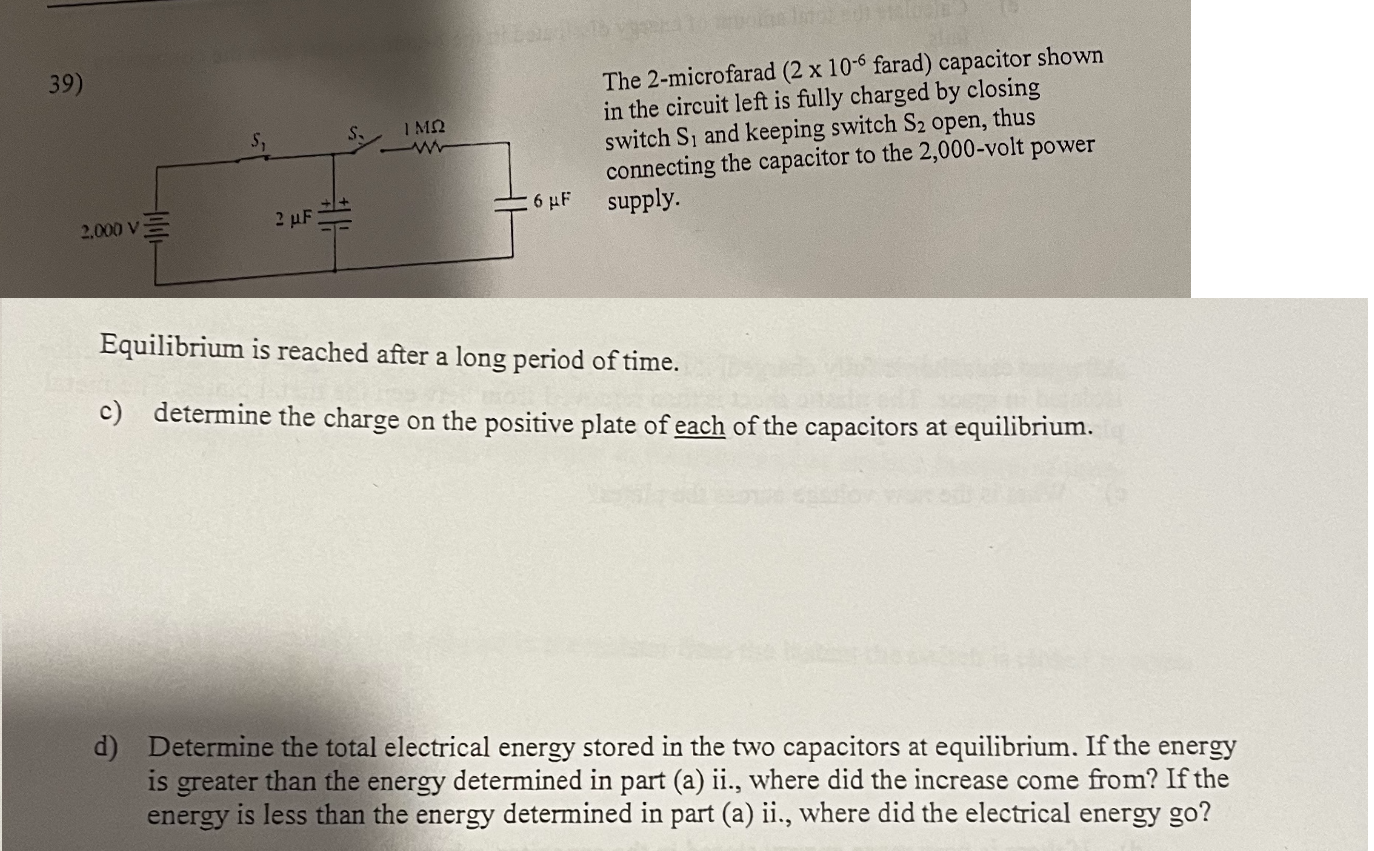 Solved The 2 -microfarad (2×10−6 farad ) capacitor shown in | Chegg.com