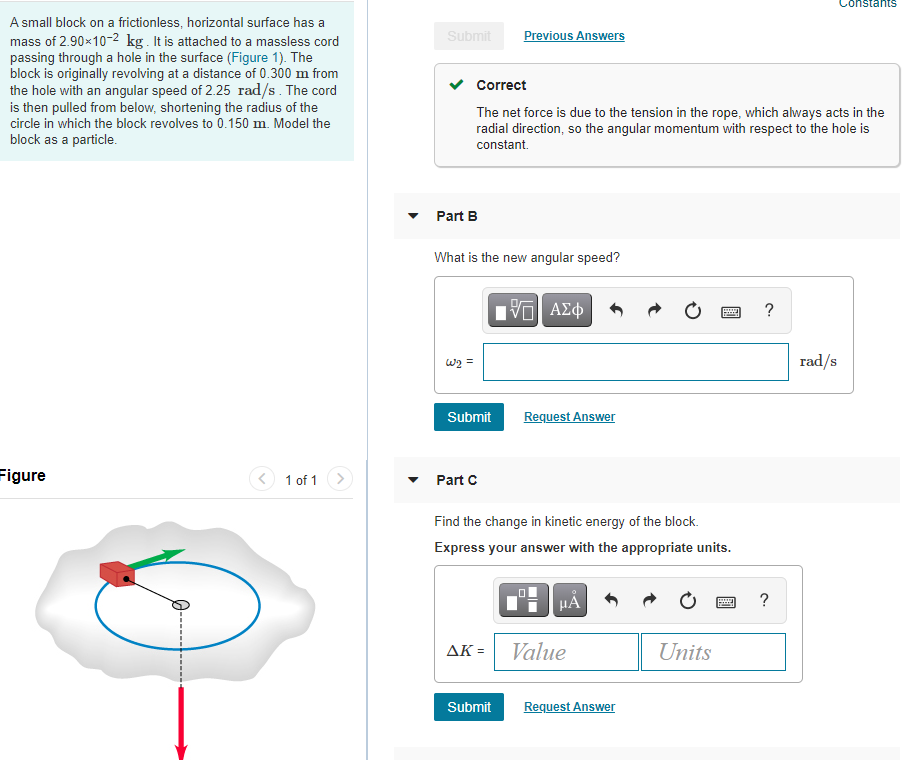 Solved constants Submit Previous Answers A small block on a | Chegg.com