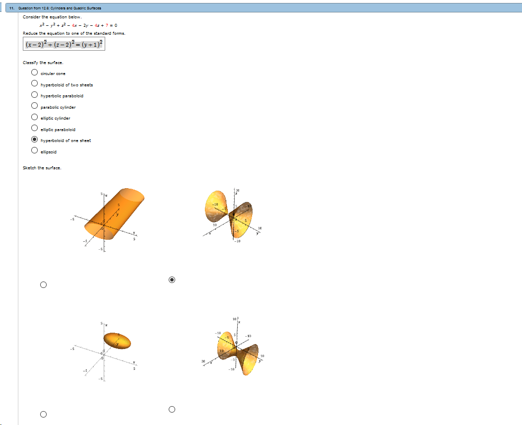 Solved 11. Question from 12.6: Cylinders and Quadric | Chegg.com