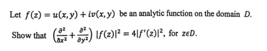 Solved Let f(z) = u(x, y) + iv(x, y) be an analytic function | Chegg.com