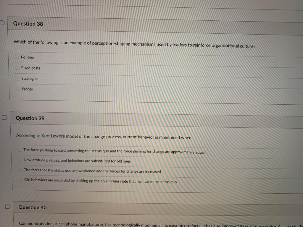 Solved Question 38 Which of the following is an example of | Chegg.com