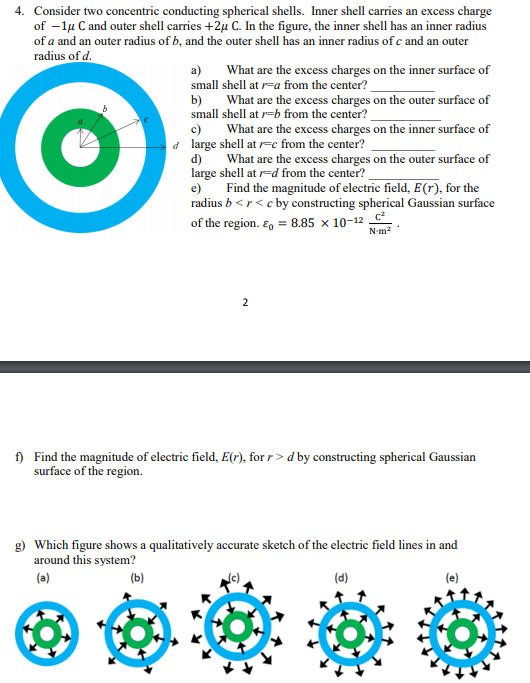 Solved C 4. Consider two concentric conducting spherical | Chegg.com