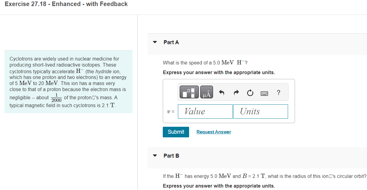 Solved Exercise 27.18 - Enhanced - with Feedback Part A | Chegg.com