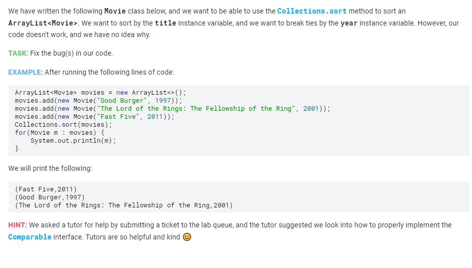 Solved We have written the following Movie class below, and | Chegg.com