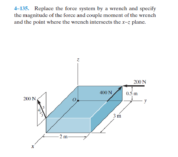 Solved 4-135. Replace the force system by a wrench and | Chegg.com
