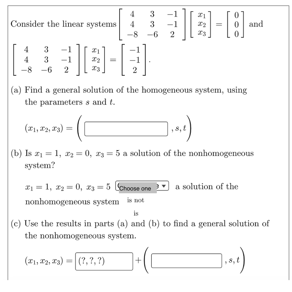 Solved Consider the linear systems | Chegg.com