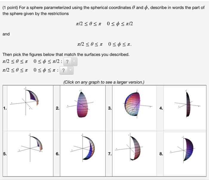 Solved (1 point) For a sphere parameterized using the | Chegg.com