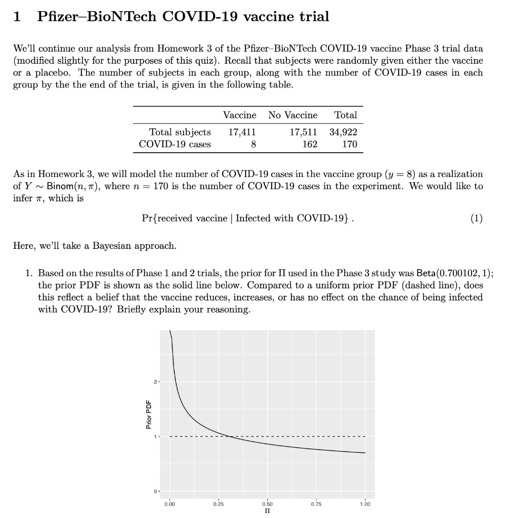 1 Pfizer-BioNTech COVID-19 vaccine trial We'll | Chegg.com