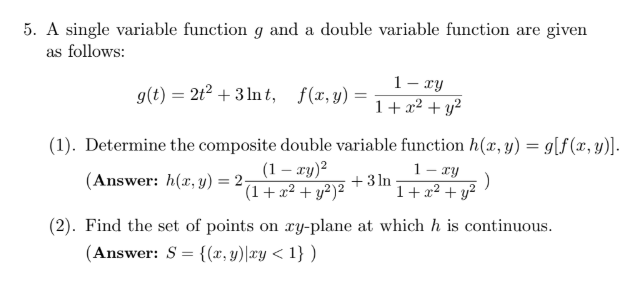 Solved 5. A single variable function g and a double variable | Chegg.com