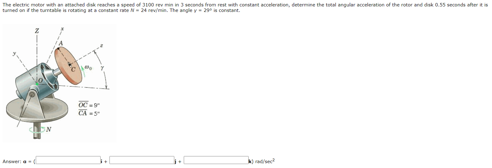 Solved The electric motor with an attached disk reaches a | Chegg.com