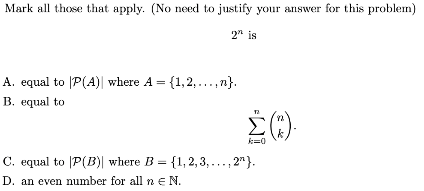 Solved Mark all those that apply. (No need to justify your | Chegg.com
