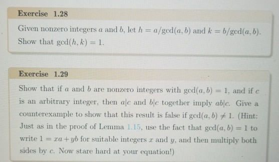 Solved Exercise 1.28 Given nonzero integers a and b, let h | Chegg.com