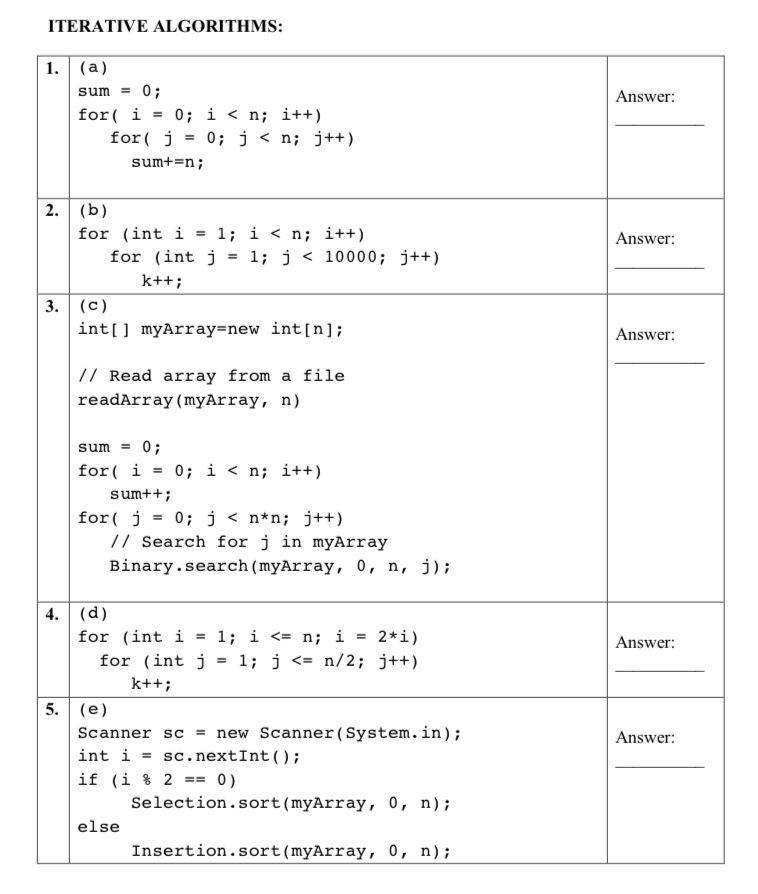 Solved Find the running time of the following code | Chegg.com